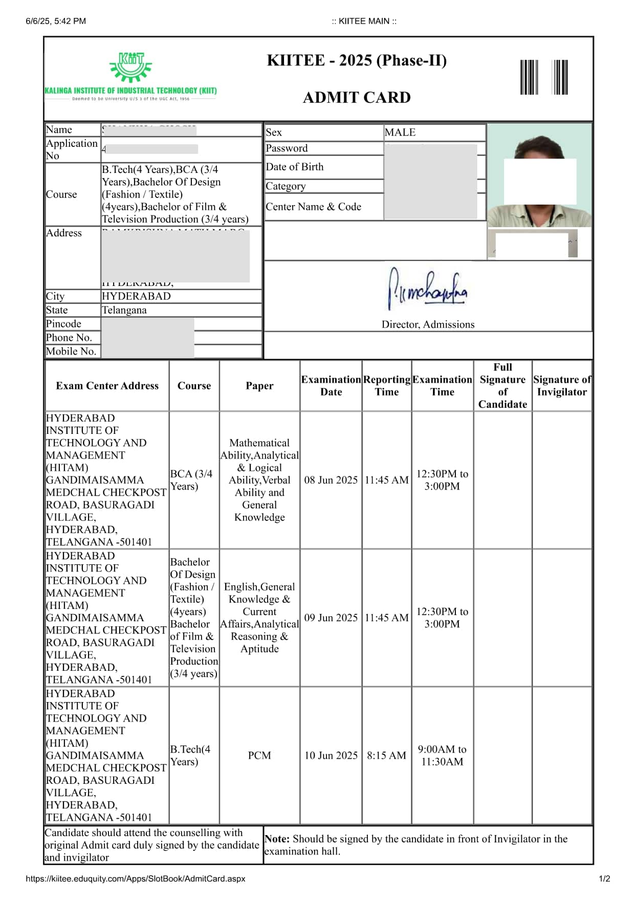 KIITEE Admit Card 2025 (OUT) : How to Download Phase 2 Hall Ticket